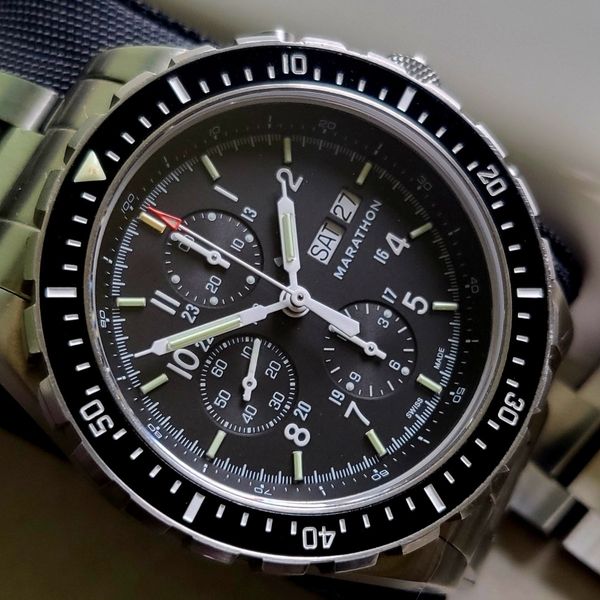 Marathon 46mm Jumbo Diver Csar Pilots Chronograph watch with Box/Case ...