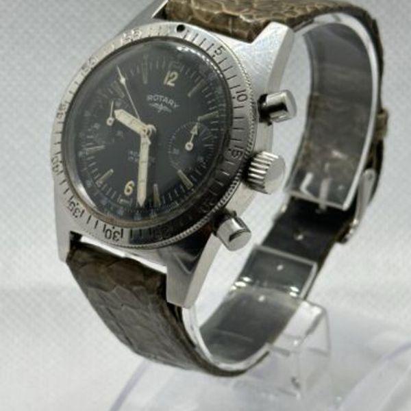 Vintage Rotary Landeron Dive Chronograph Mens Watch, Black Dial ...