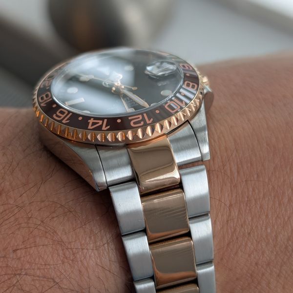 Seiko GMT Mod 38mm Root Beer Rose Gold Automatic Watch NH34 Sapphire ...