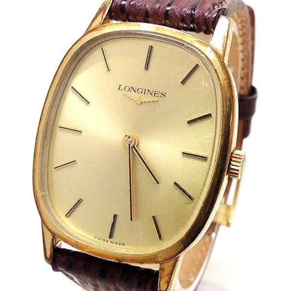 Longines watch Vintage stainless steel gold color oval dial men's hand ...