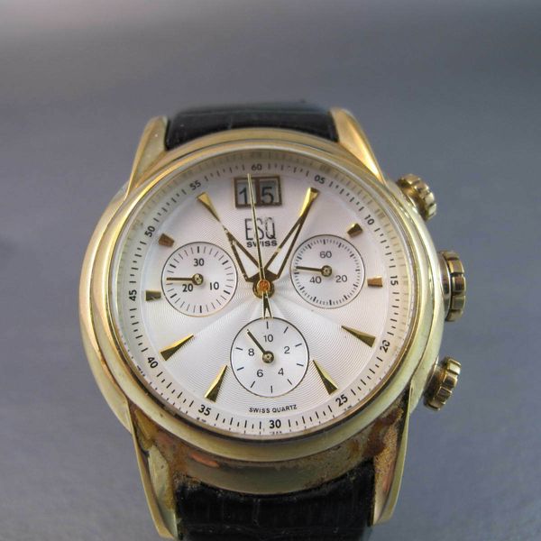 Esq by Movado Chronograph Men's Gold Tone Swiss Quartz Watch E5299 no ...