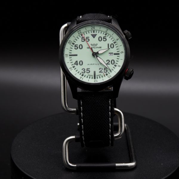 Glycine AirPilot GL0439 Luminous Dial 44mm Quartz Swiss GMT Watch ...