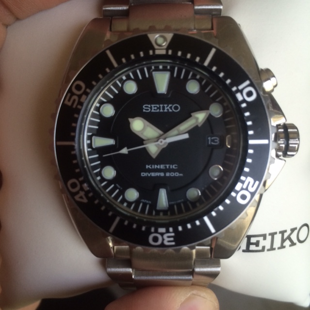 SOLD: Seiko SKA371 "BFK" Kinetic 200m Diver Black w/ upgraded lumed ...