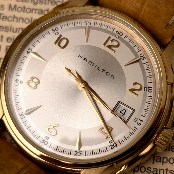 Hamilton Jazzmaster Gent H324310 Gold Date Quartz Men's Watch Vintage ...
