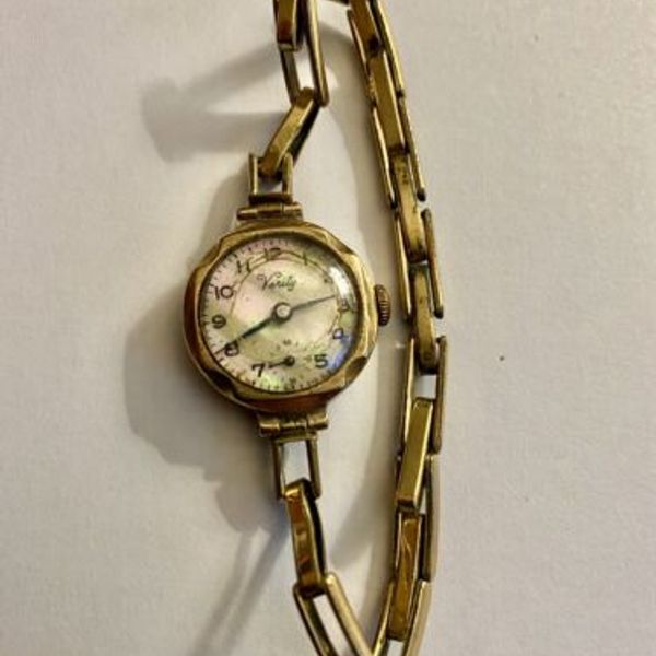 Verity Ladies Watch - Vintage 9 Carot Gold Plated With Rainbow/Pearl ...