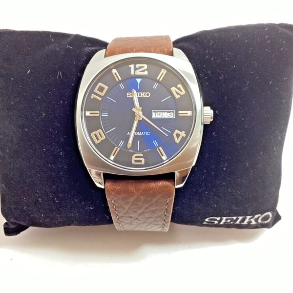 Menâ s Seiko SNKN37 Recraft Series 21J Blue Dial Day Date Watch Box ...