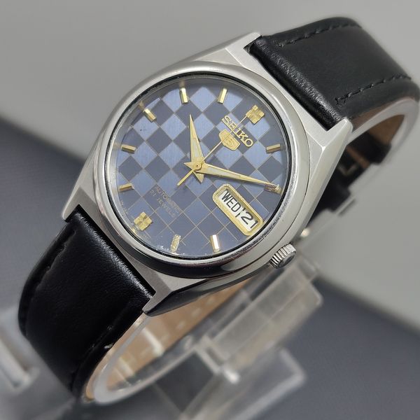 Seiko 5 Automatic 7009-3041 ''Blue Checker Board Dial'' Vintage Men's ...