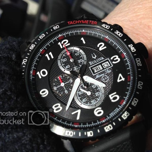 **BNIB 2014 Bulova Marine Star Chronograph large black face diver pilot ...