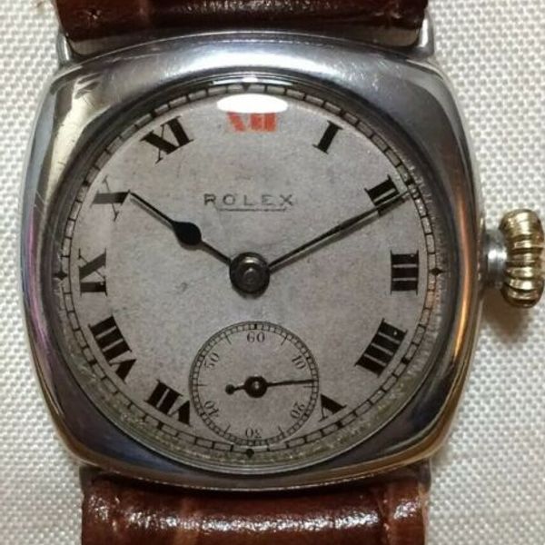 Gents Silver "ROLEX" 1918 Cushion/trench Watch Ww1 WILSDORF & DAVIS ...
