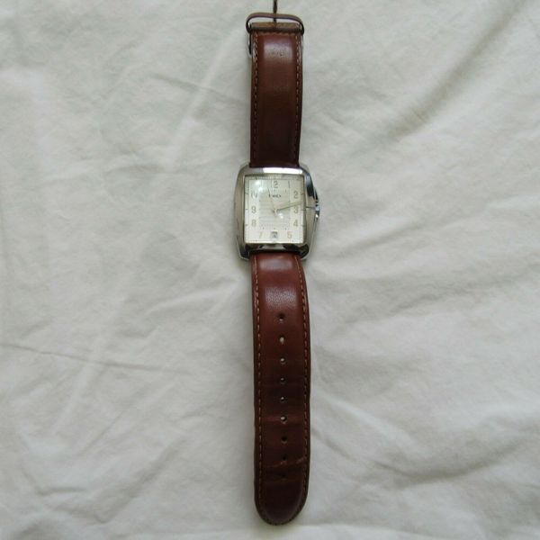 Timex Men's T29371 Classic Brown Leather Square Watch | WatchCharts ...