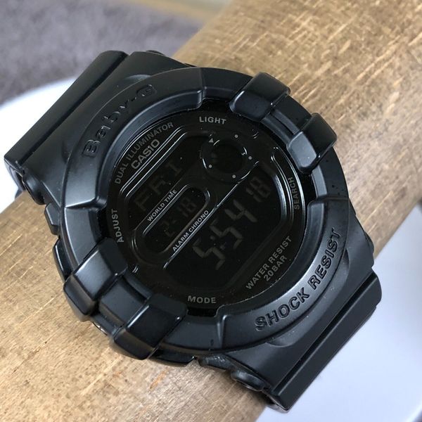 Vintage Casio Baby G 3277 BGD-140 Black Out Day Date Digital Watch 7 1/ ...