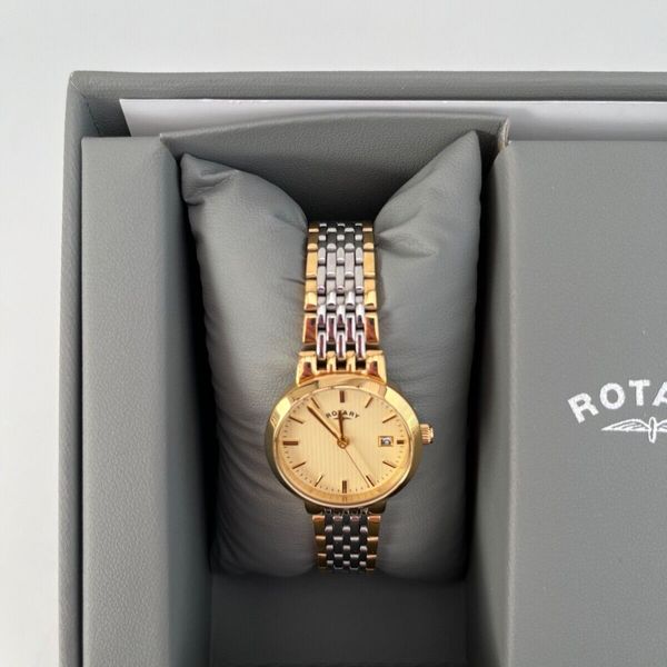 New Rotary Ladies Two Tone Stainless Steel Bracelet Watch with box ex ...