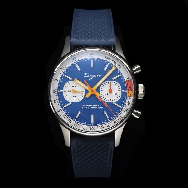 Sugess Seagull 1963 40mm STI1908 Mechanical Chronograph Blue Dial Menâ ...