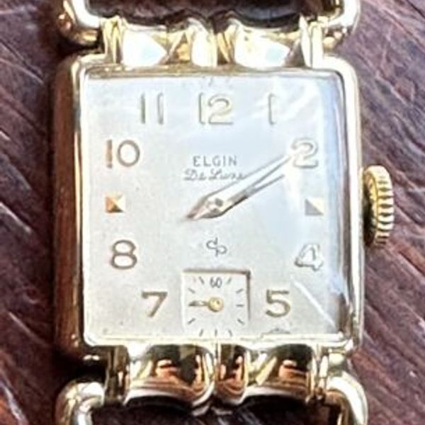 1952 Elgin Deluxe 17 Jewel USA 10K Gold Filled Swivel Lug Orig Band ...