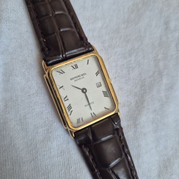 Mens Raymond Weil Vintage Gold Plated Tank Watch | WatchCharts Marketplace