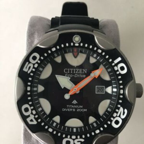 Citizen Orca Titanium Eco-Drive Watch Box + Papers Rare Black Dial ...