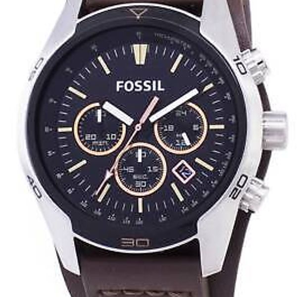 Fossil Coachman Chronograph Black Dial Brown Leather CH2891 Men's Watch ...