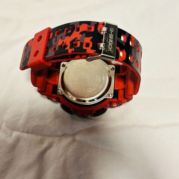 Casio G Shock GA-100 Analog-Digital Dial Red Camo Resin Men's Watch ...