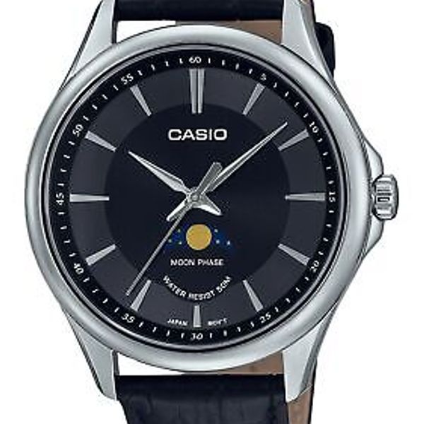 Casio Moon Phase Display Black Dial Japan Mov't MTP-M100L-1A Men's ...