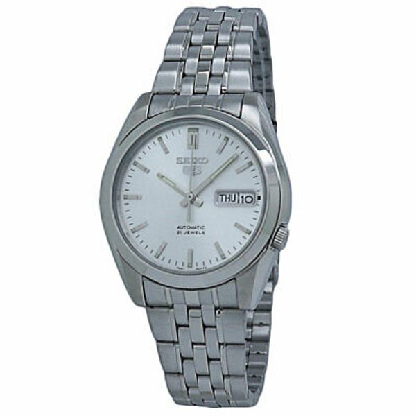 Seiko 5 Silver Dial Stainless Steel Men's Watch SNK355 | WatchCharts
