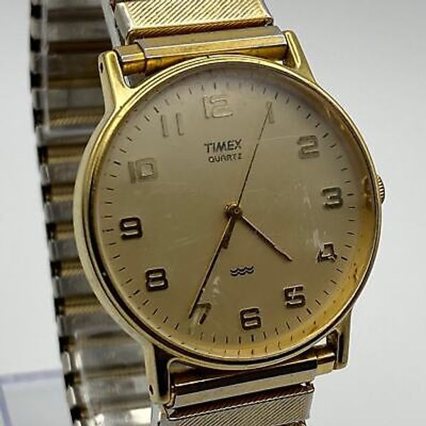 Timex Gold Tone Stainless Steel Round Classic Analog Watch Working New ...