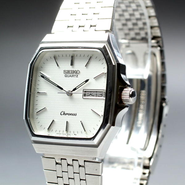Vintage 1985[Near MINT] SEIKO Chronos 7433-5040 Silver Quartz Men's ...