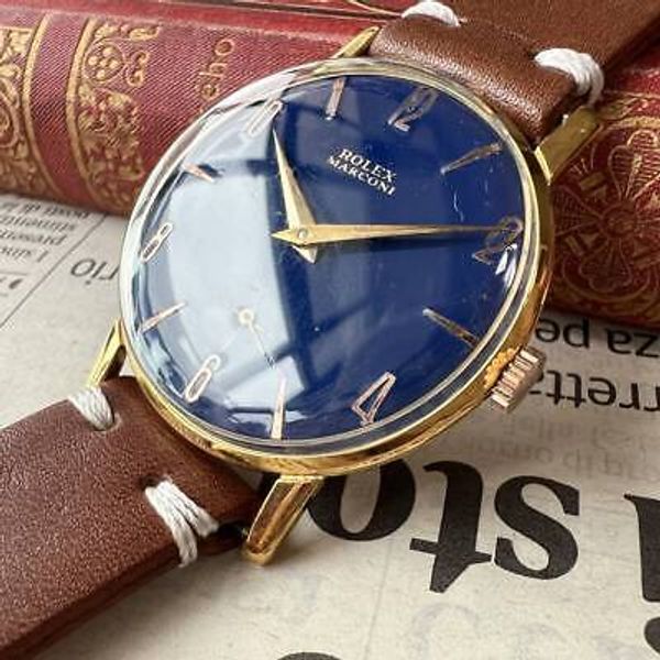 Rolex Men's Wristwatch Marconi 1910 18KGP Manual winding Blue Dial ...