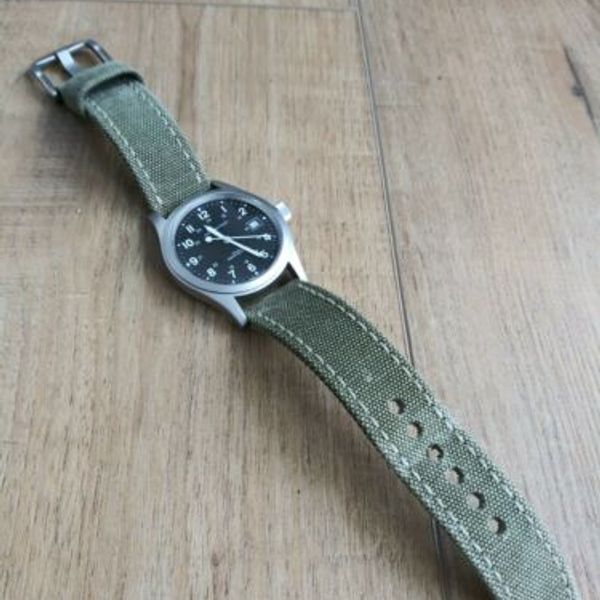 Hamilton H694190 Khaki Field Mechanical Men's Watch 38mm + handmade ...