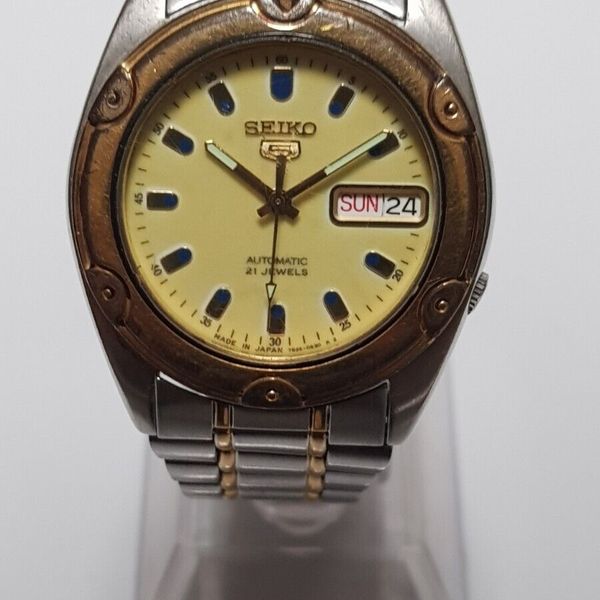 vintage seiko 5 automatic two tone radium dial 7s26-6030 wristwatch for ...