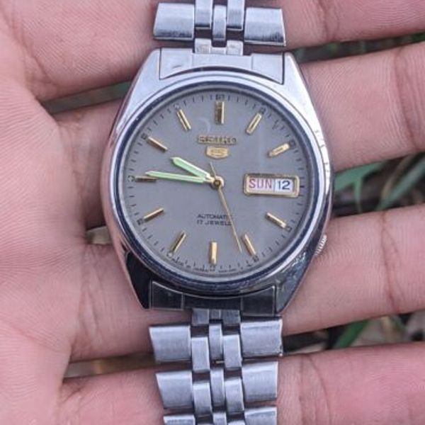 Vintage Seiko 5 Automatic 17 Jewels Stainless Steel Gray Color Dial For Men's | WatchCharts ...