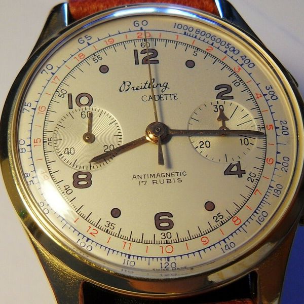 RARE VINTAGE 1950 BREITLING CADETTE CHRONOGRAPH VENUS 188 JUMBO 38MM ...