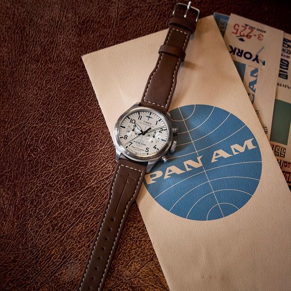 Timex x Pan Am Waterbury Aviation Military Pilot Chronograp 41mm Watch ...
