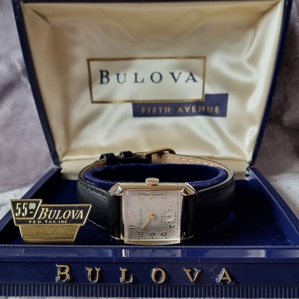 Bulova 1951 PLAYBOY vintage manual wind watch 10BM Pearl tone dial BOX ...
