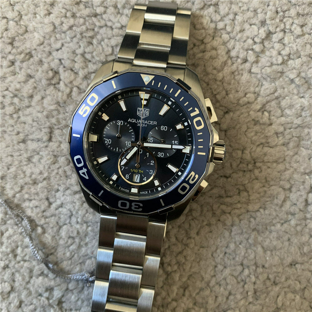 Tag Heuer Aquaracer Quartz Chronograph Mens Watch CAY111B.ba0927 43mm Blue | WatchCharts