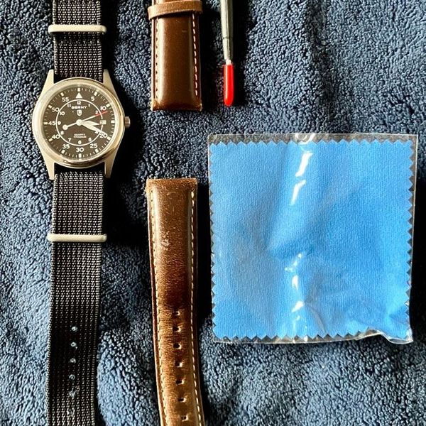 FS: Berny Titanium Quartz Field/Pilot Watch 10 Year Battery + 4 Straps ...