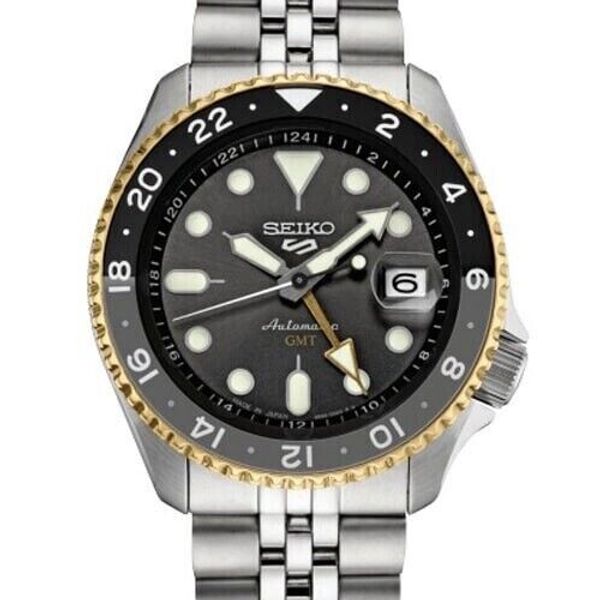 Seiko 5 Five Sports SSK021 SKX GMT Automatic Watch 100m Gold Bezel Made ...