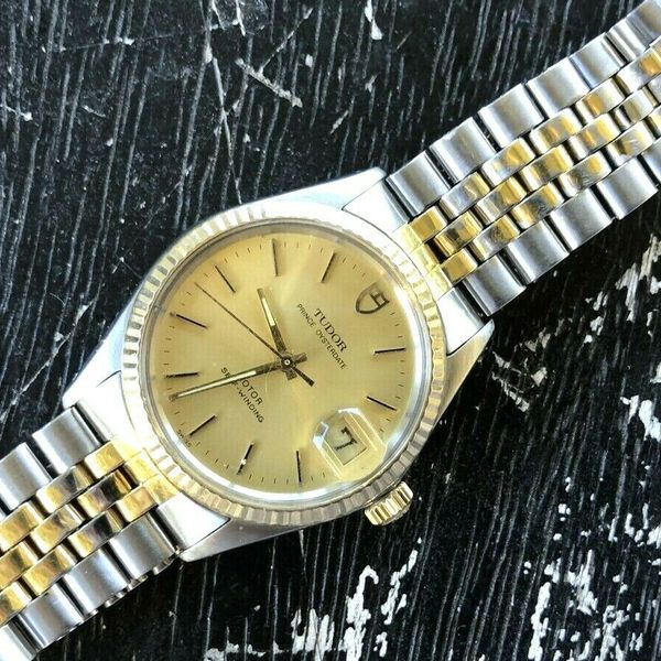 ROLEX TUDOR PRINCE OYSTERDATE AUTOMATIC 18K GOLD BEZEL TWO TONE 74033 ...