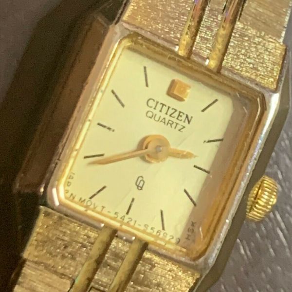 Citizen Women's Quartz 5421 S18531 SMB Watch Gold Bracelet Small Square ...