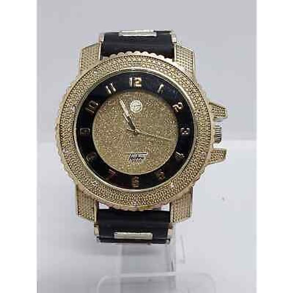 Techno Pave NO: 7758 men's watch. Gold glitter and black face. Working ...
