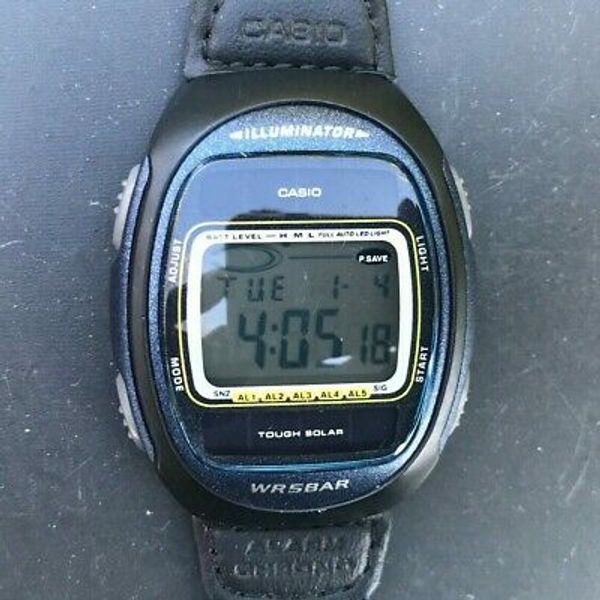 Rare CASIO WL-20 (2590) Tough Solar 5BAR Blue case/band 39mm Watch ...
