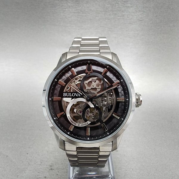 Bulova Sutton Automatic Watch Men 42mm Skeleton Dial Stainless Steel ...