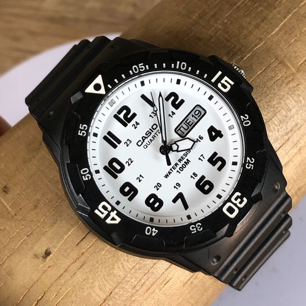 Casio Men MRW-200H White Dial Day & Date Black Resin Strap Quartz Watch ...
