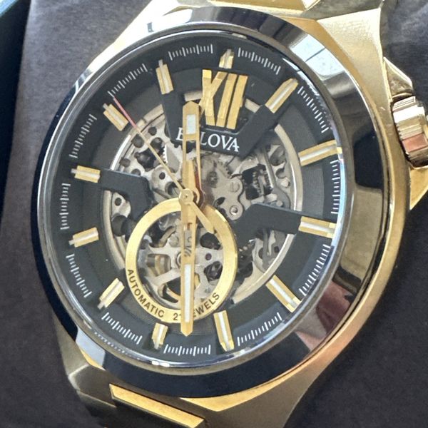 Bulova Men's Automatic Skeleton Dial Exhibition Case Back 46mm Watch ...