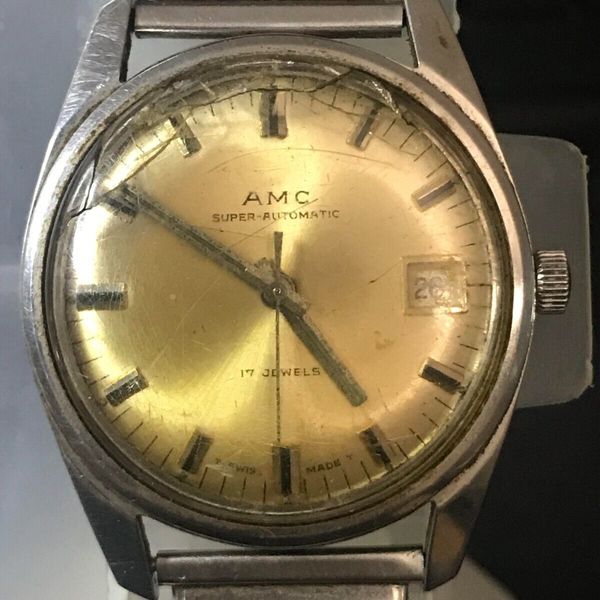 AMC 34mm SWISS MADE 17 JEWEL #1410 SUPER AUTOMATIC MEN'S WATCH, RUN ...