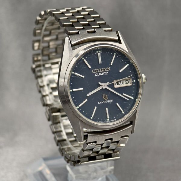 Rare Citizen 1970s Crystron 4-731395 Mens Blue Dial Quartz Watch, Works ...