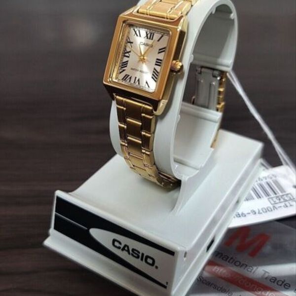 Casio LTP-V007G-9B Women's Rectangular Gold Tone Roman Gold Dial Dress Watch | WatchCharts ...