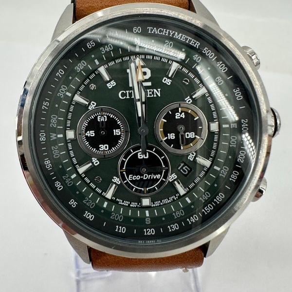 Citizen Men's Watch CA4477-08X Eco Drive Avion Chronograph Green Dial ...