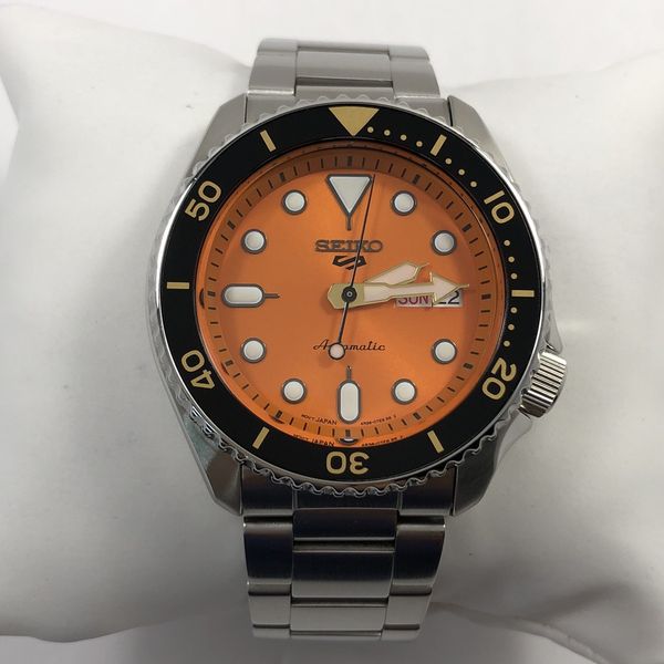 Seiko 5 Sports Automatic Orange Dial Stainless Steel Men's Watch SRPD59 ...