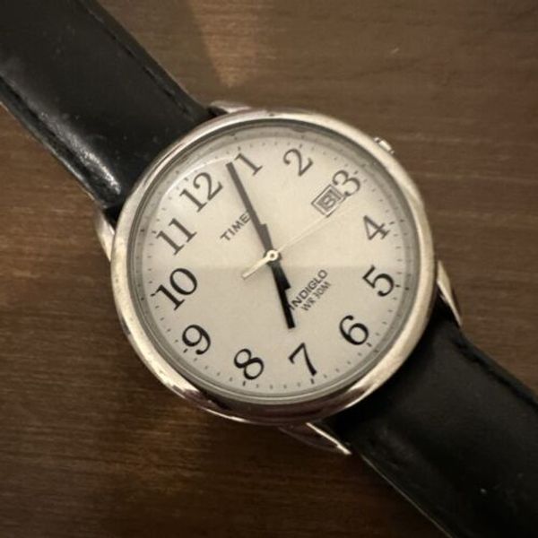 Timex, Men's Easy Reader Black Worn Strap Watch NO Indiglo Date- New ...