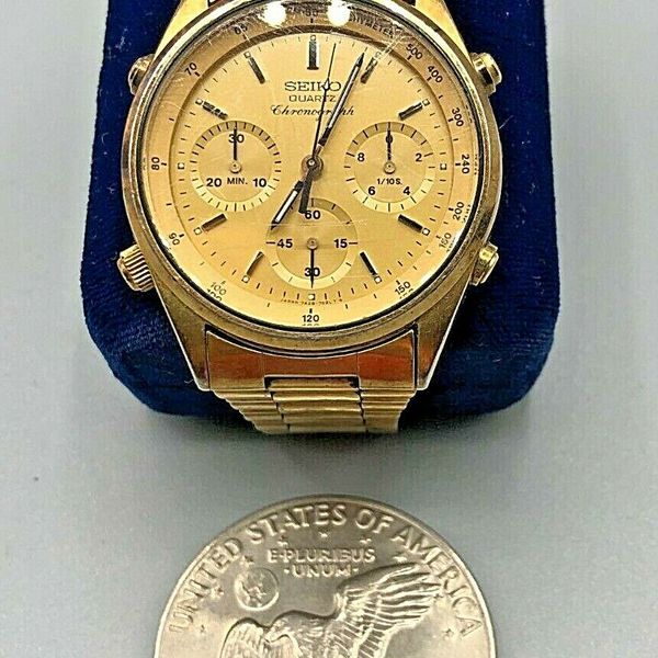 Vintage Mens Seiko 7A28-7029 WR Chronograph Gold Tone Watch PARTS REPAIR As Is | WatchCharts ...